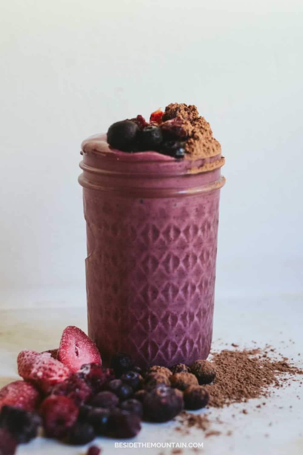 Chocolate Berry Protein Smoothie - Beside the Mountain