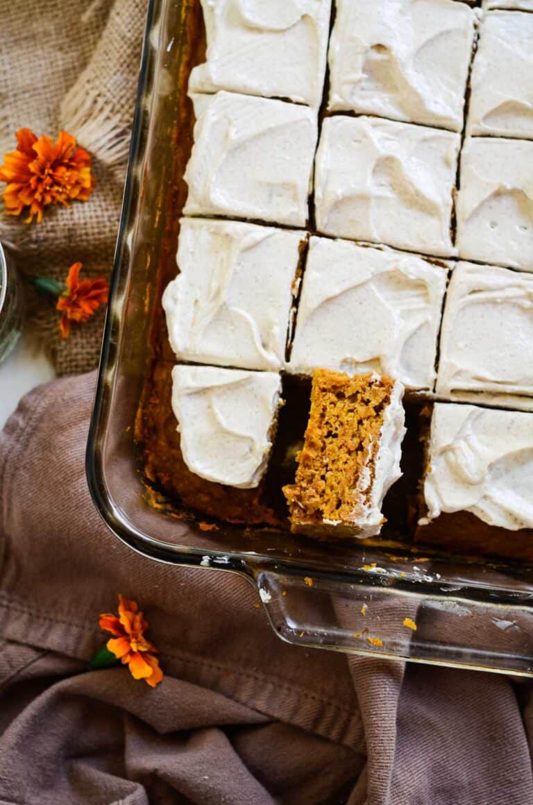 Easy Pumpkin Snack Cake Recipe - Beside the Mountain
