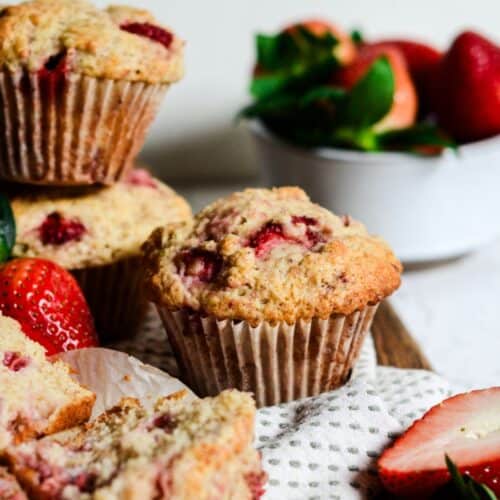 Strawberry Muffins with Frozen Strawberries - Beside the Mountain
