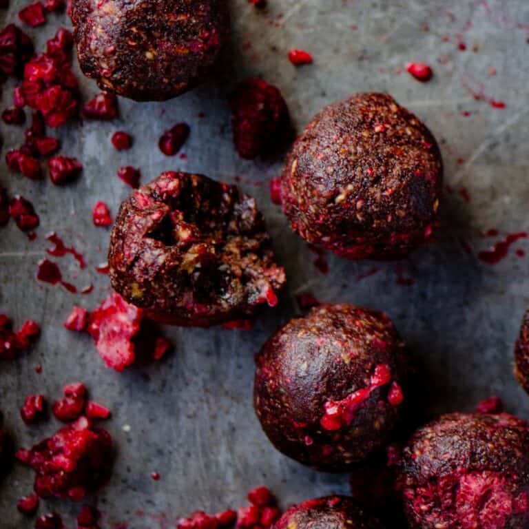 Raspberry Protein Balls - Beside the Mountain